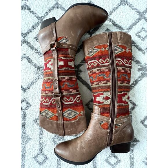 Sofft | Shoes | Sofft Porter Aztec Blanket Wool Leather Harness Tall ...